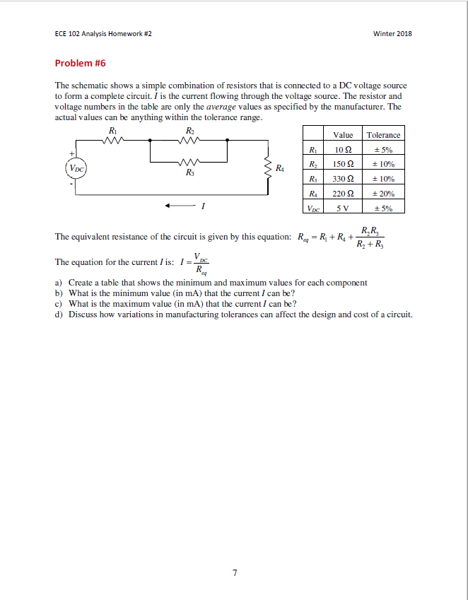 Solved ECE 102 Analysis Homework #2 Winter 2018 Problem #6 | Chegg.com