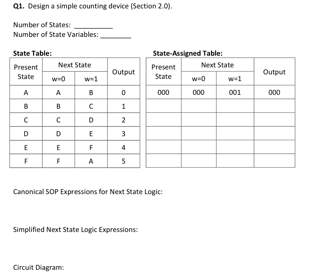 Solved Q1. Design a simple counting device (Section 2.0) | Chegg.com