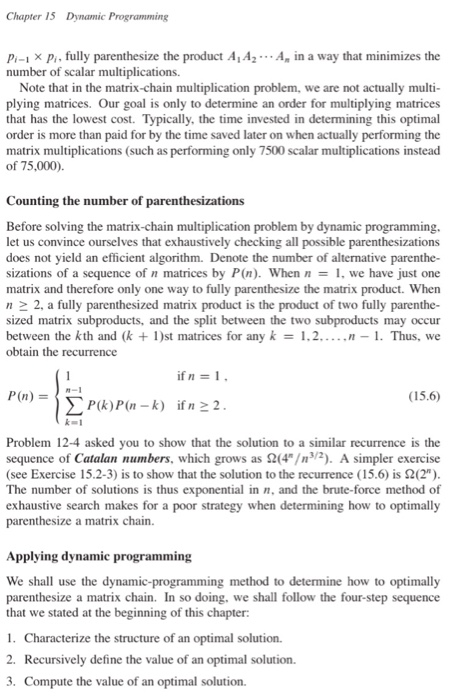 Solved 15.2-4 Describe the subproblem graph for matrix-chain | Chegg.com