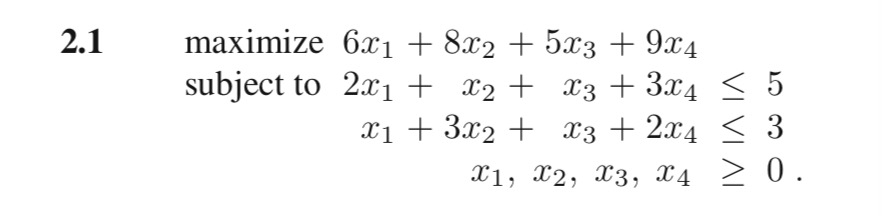 Solved maximize 6x1 + 8x2 + 5x3 + 9x4 subject to 2x1 + x2+ | Chegg.com
