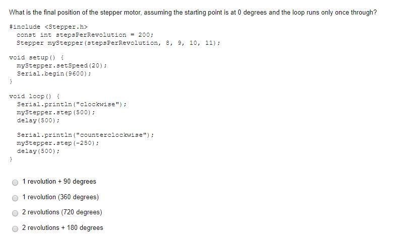 Solved What is the final position of the stepper motor, | Chegg.com