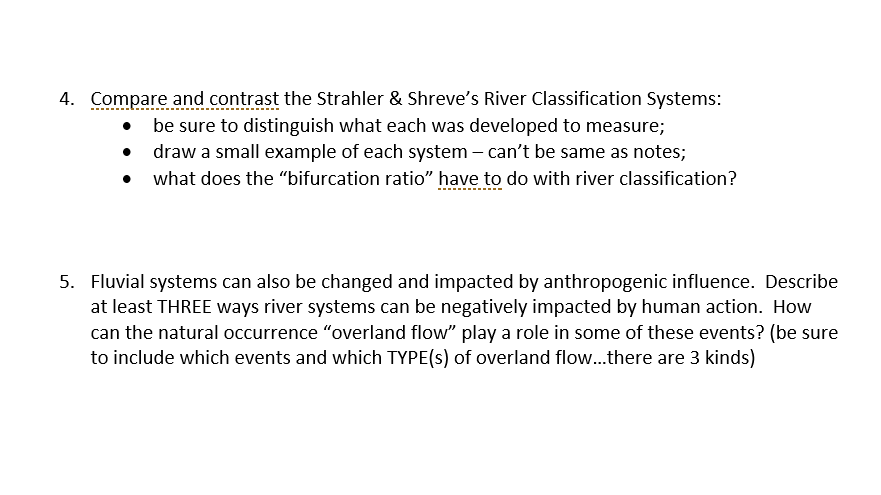 Solved 4. Compare and contrast the Strahler & Shreve's River | Chegg.com