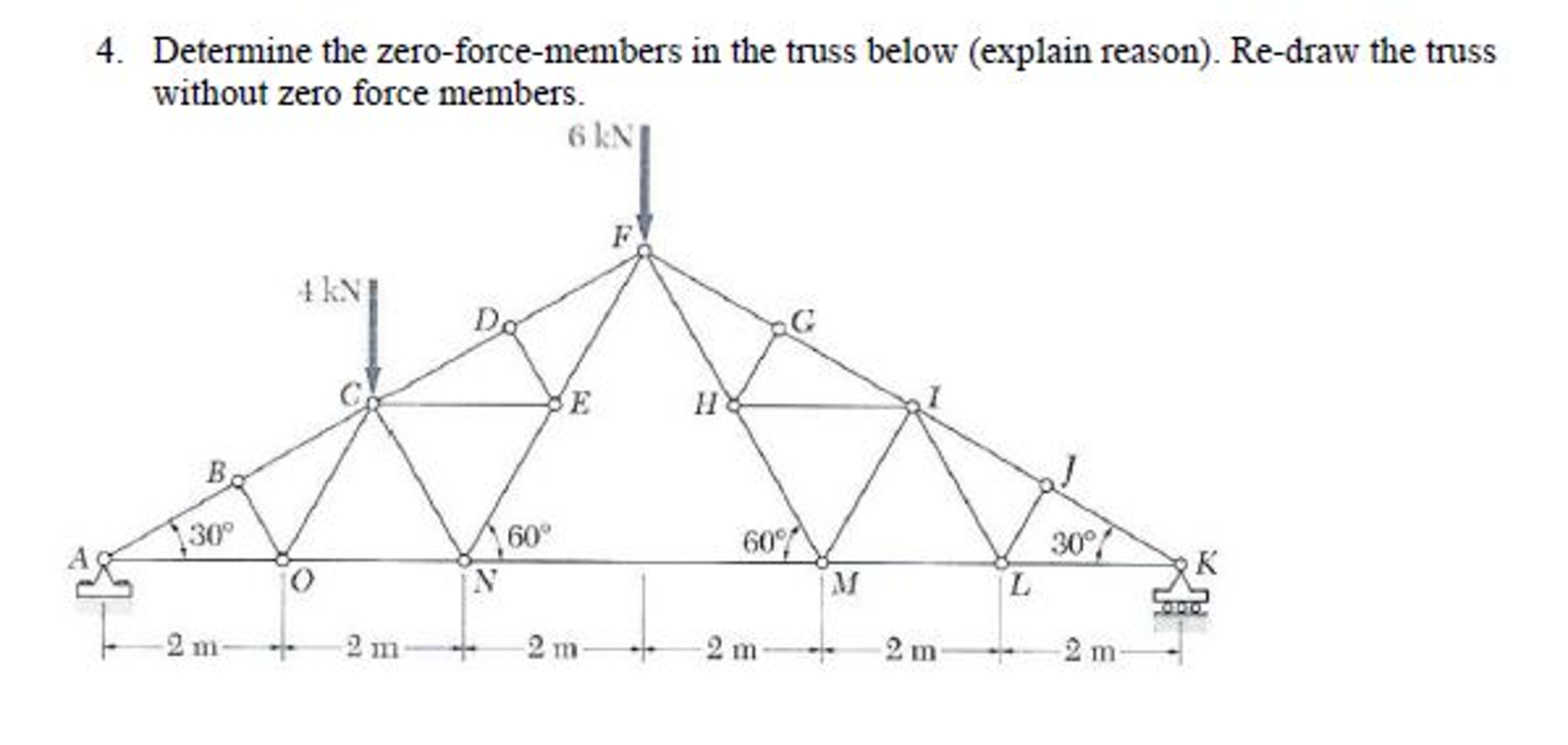 Solved Determine the zero-force-members in the truss below | Chegg.com