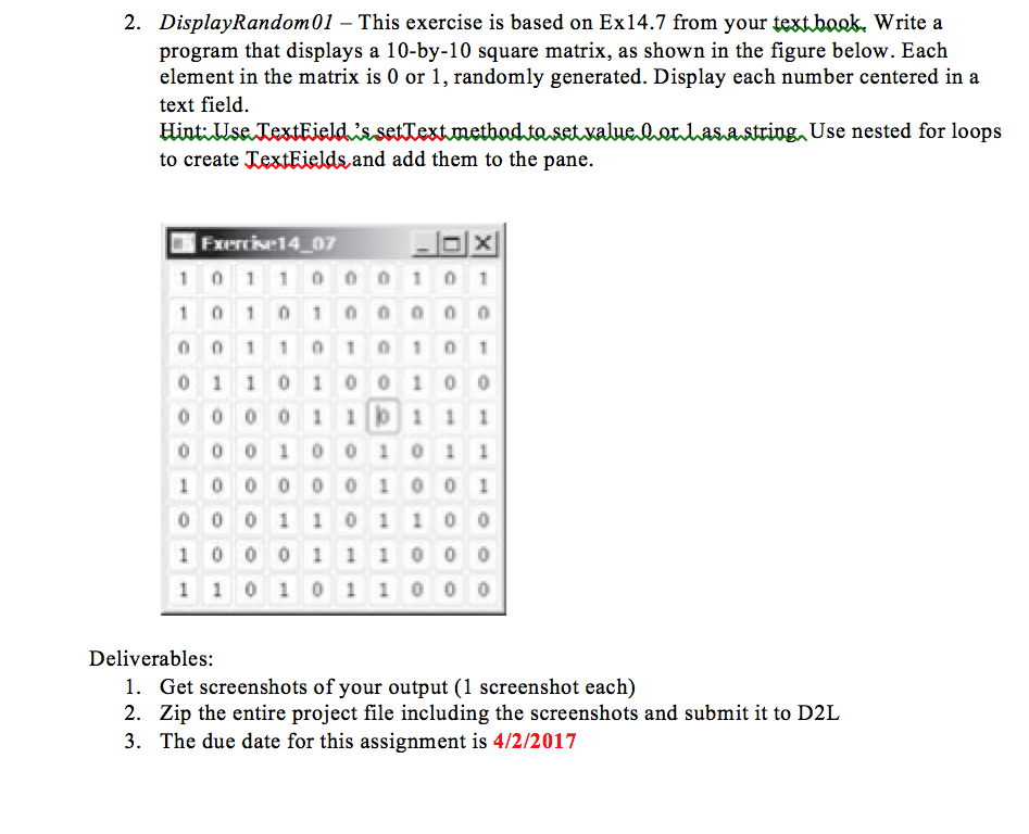 Solved Display Random 01 This Exercise Is Based On Ex 147 
