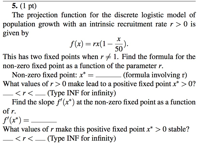 Solved The projection function for the discrete logistic | Chegg.com