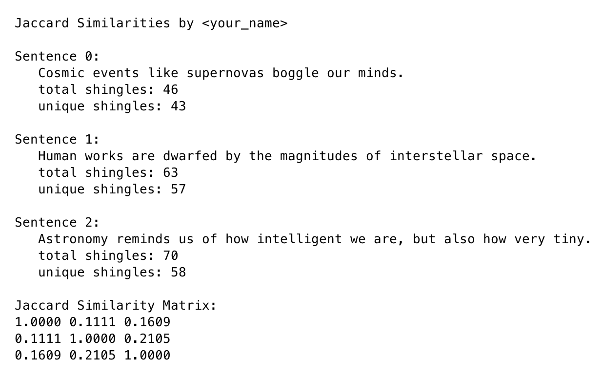 Solved Text Similarity Using the Jaccard Index For this | Chegg.com