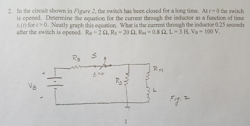 Solved 2. In the circuit shown in Figure 2, the switch has | Chegg.com