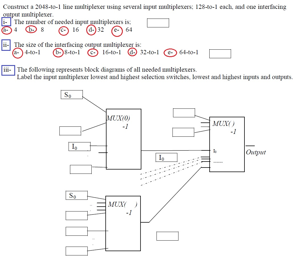 Solved Construct a 2048-to-1 line multiplexer using several | Chegg.com