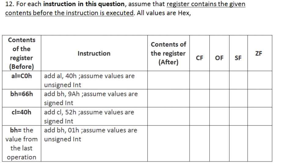 Solved 12 For Each Instruction In This Question Assume