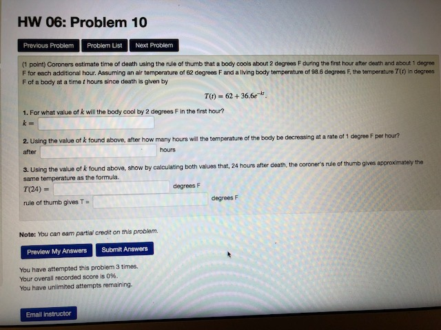 Solved Hw 06 Problem 10 Previous Problem Problem Listnext 