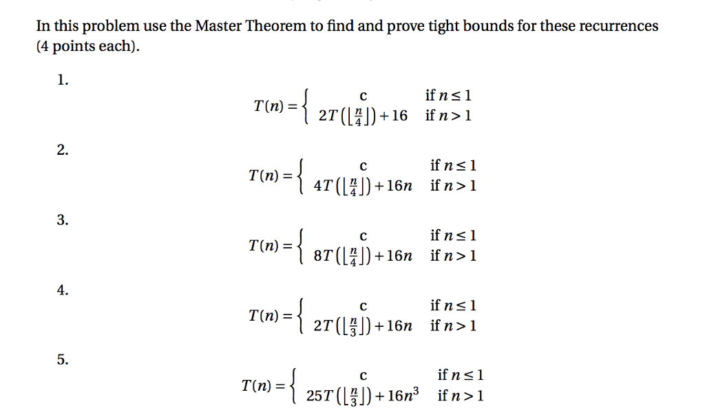 Solved In this problem use the Master Theorem to find and | Chegg.com