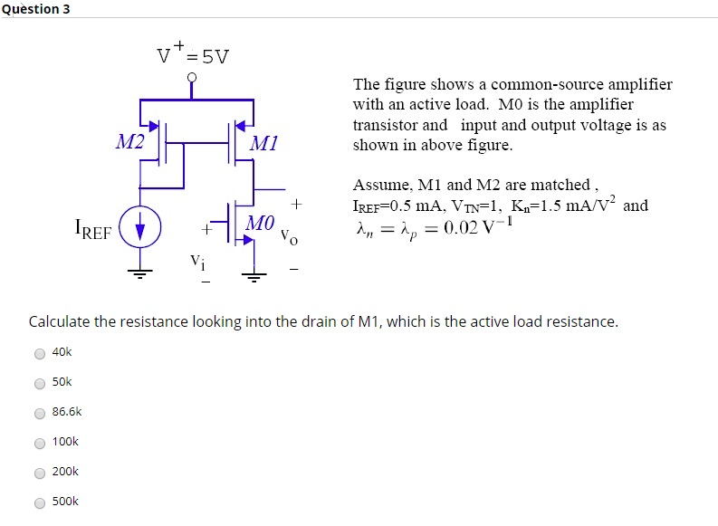 Solved Question 3 The figure shows a common-source amplifier | Chegg.com