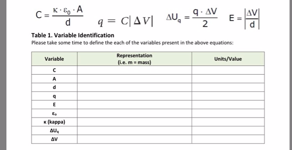 Solved Table 1. Variable Identification Please take some | Chegg.com
