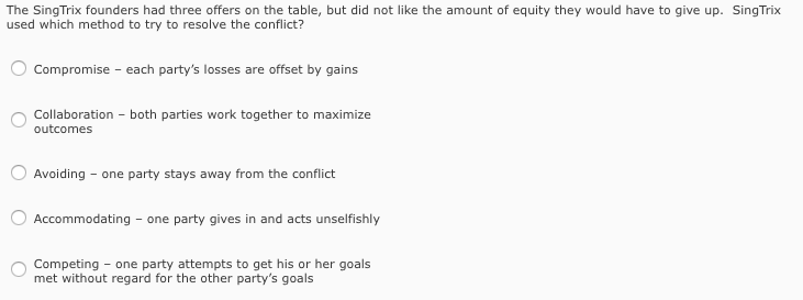 Solved The SingTrix founders had three offers on the table, | Chegg.com