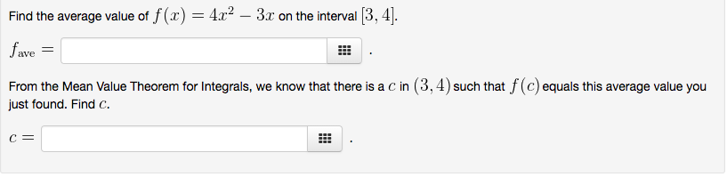 Solved Find the average value of f() 4r2 -3r on the interval | Chegg.com