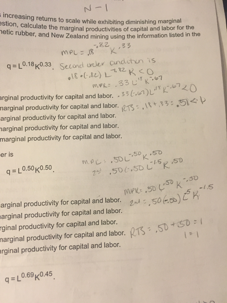 Solved increasing returns to scale while exhibiting | Chegg.com