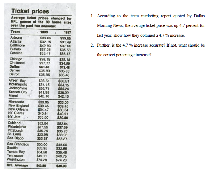 Solved Ticket prices 1. According to the team marketing | Chegg.com