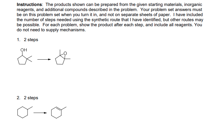 Solved Instructions: The products shown can be prepared from | Chegg.com
