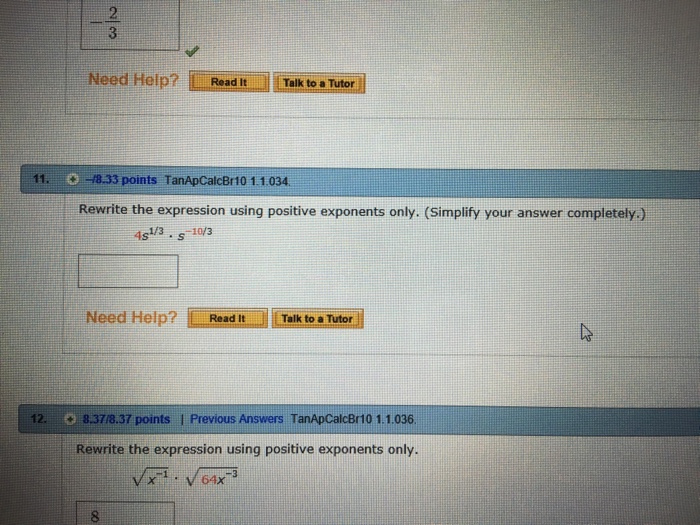 Solved Rewrite the expression using positive exponents only. | Chegg.com