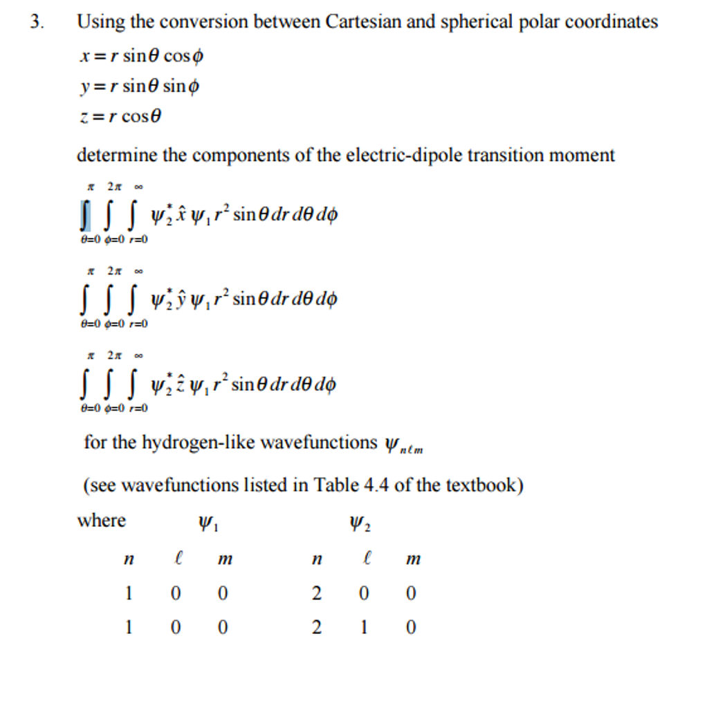 Using the conversion between Cartesian and spherical | Chegg.com