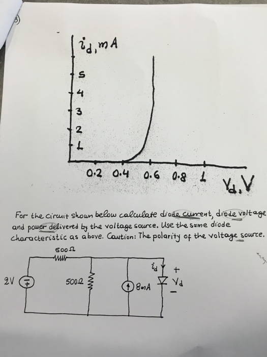 Solved For the circuit shown below calculate diode current, | Chegg.com