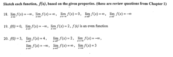 Solved Sketch each function, f(x), based on the given | Chegg.com
