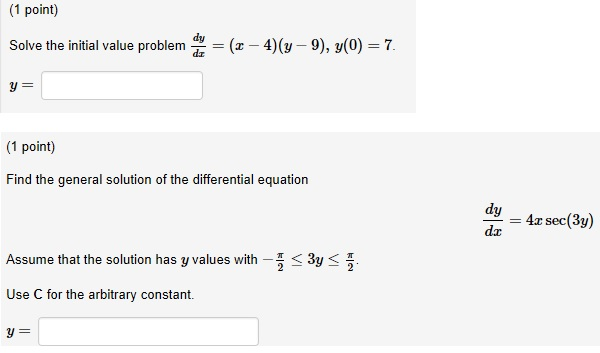 Solved Solve the initial value problem dy/dx = (x - 4)(y - | Chegg.com