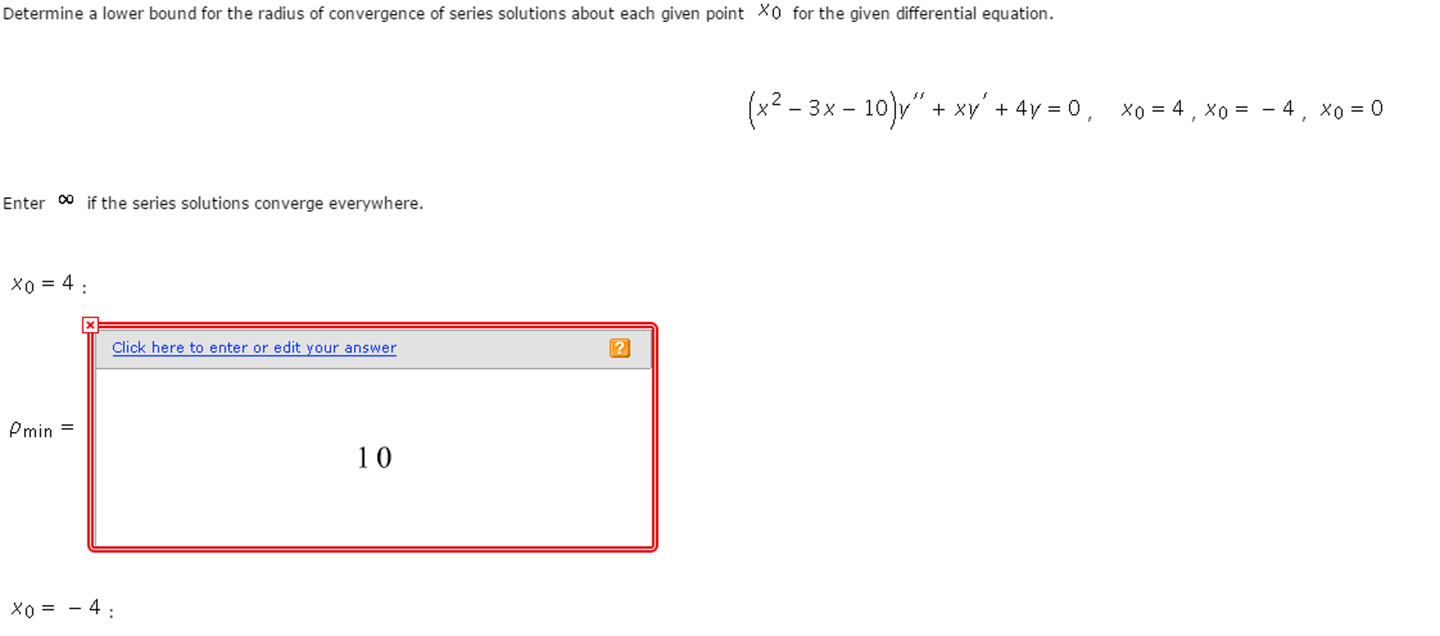 Solved Determine a lower bound for the radius of convergence | Chegg.com