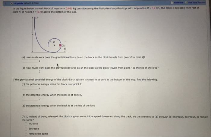 Solved In the figure below, a small block of mass m = 0.021 | Chegg.com