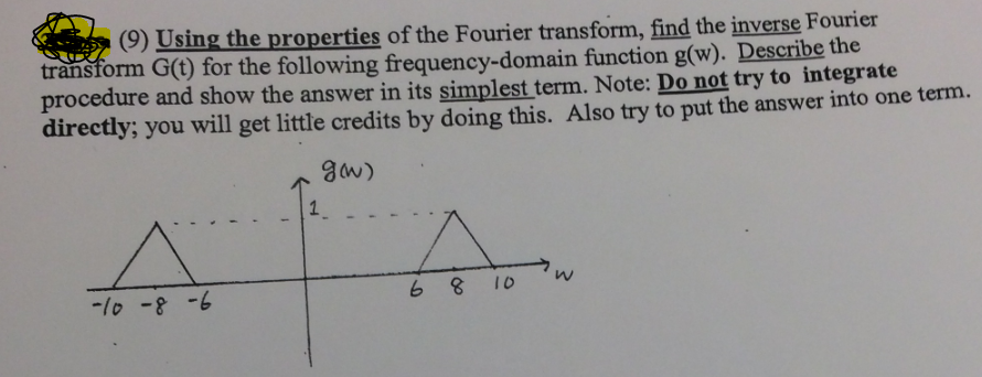 Solved Using the properties of the Fourier transform, find | Chegg.com Solved Using the properties of the Fourier transform, find | Chegg.com