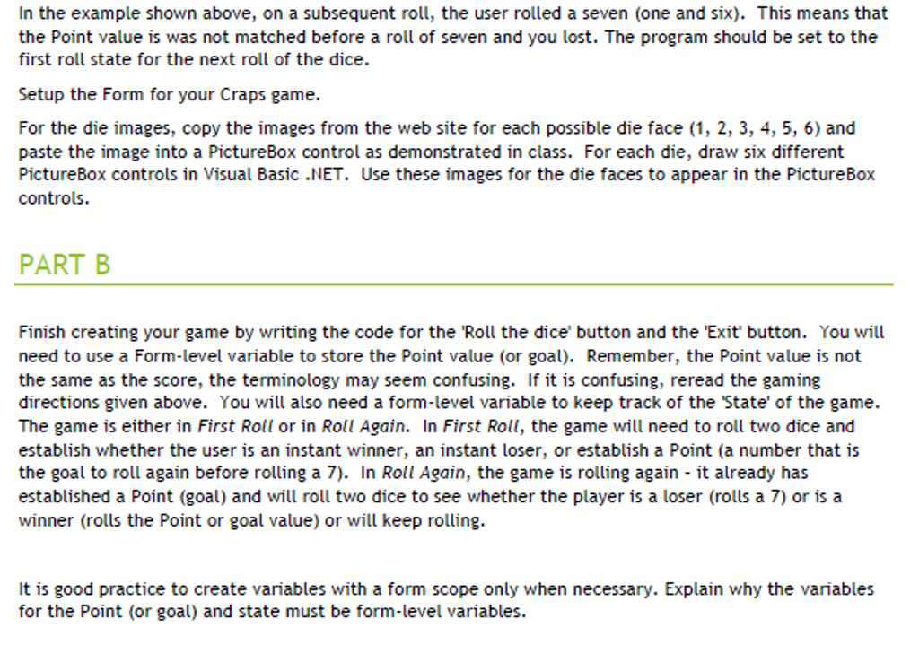Solved The rules for the Craps game are below. The Rules | Chegg.com