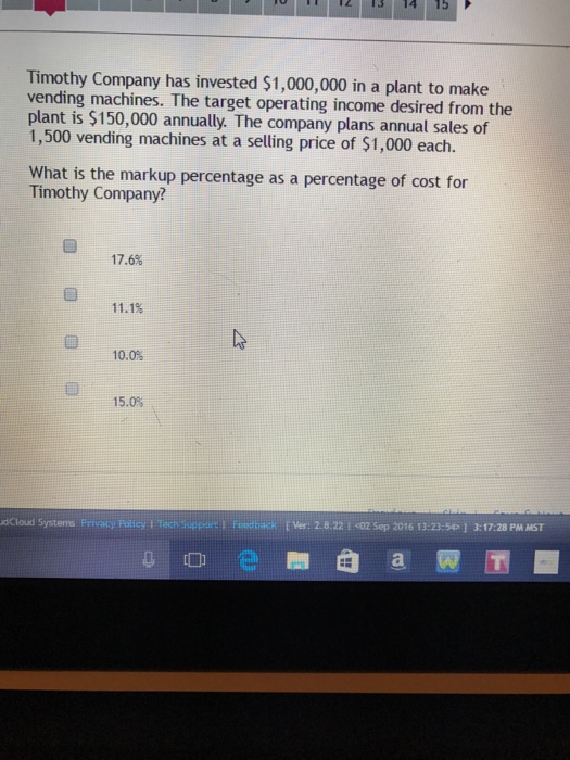 Solved Timothy Company has invested $1,000,000 in a plant to | Chegg.com