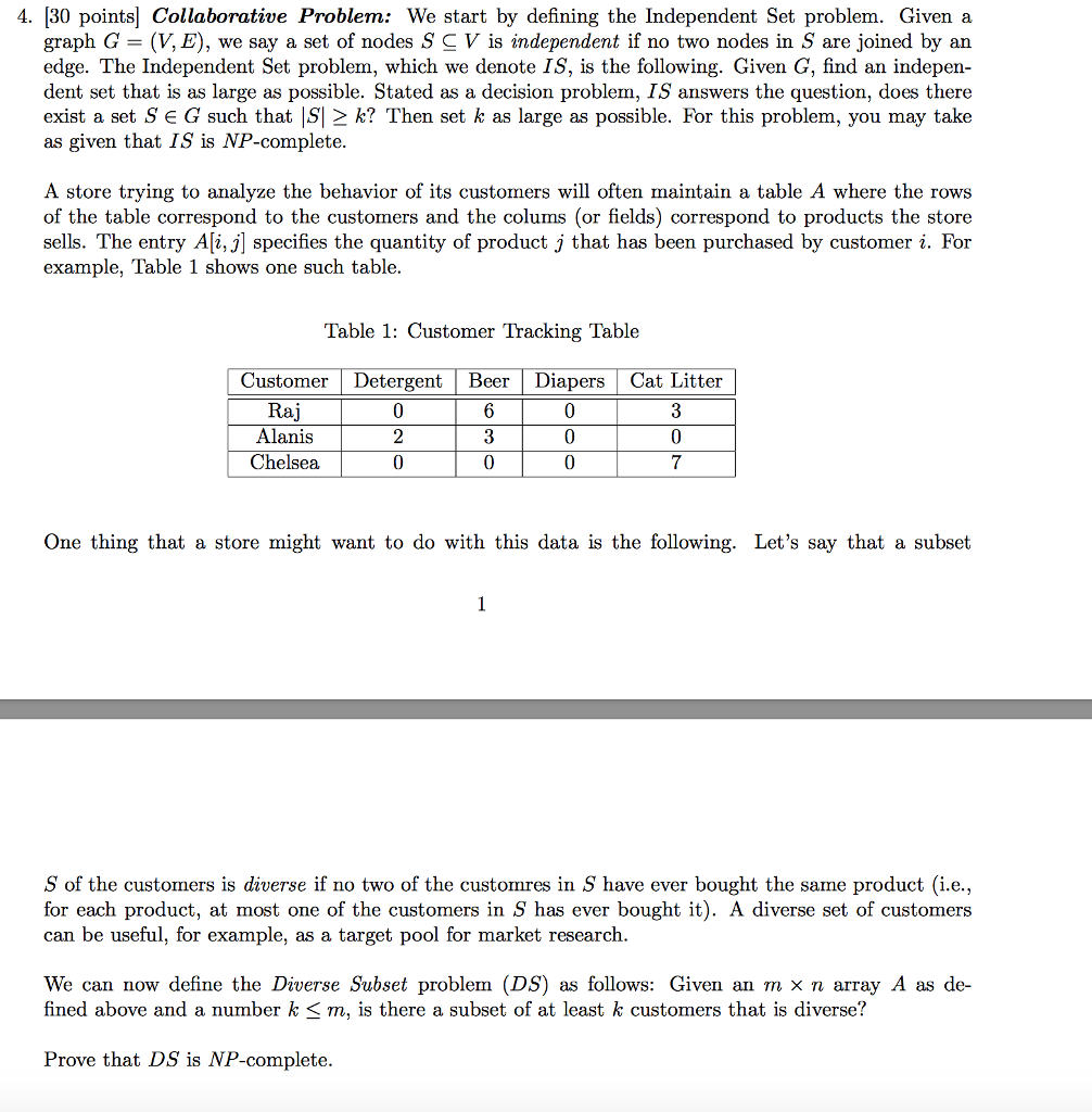 Solved 4. [30 points] Collaborative Problem: We start by | Chegg.com
