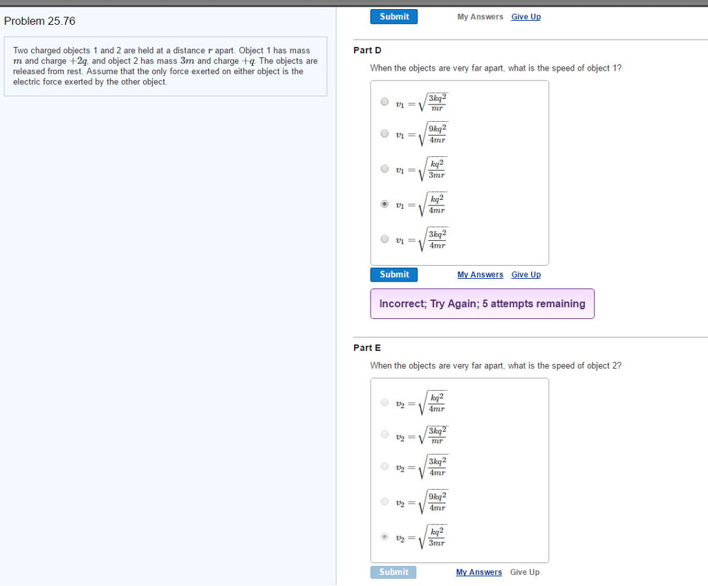 Solved: Two Charged Objects 1 And 2 Are Held At A Distance... | Chegg.com