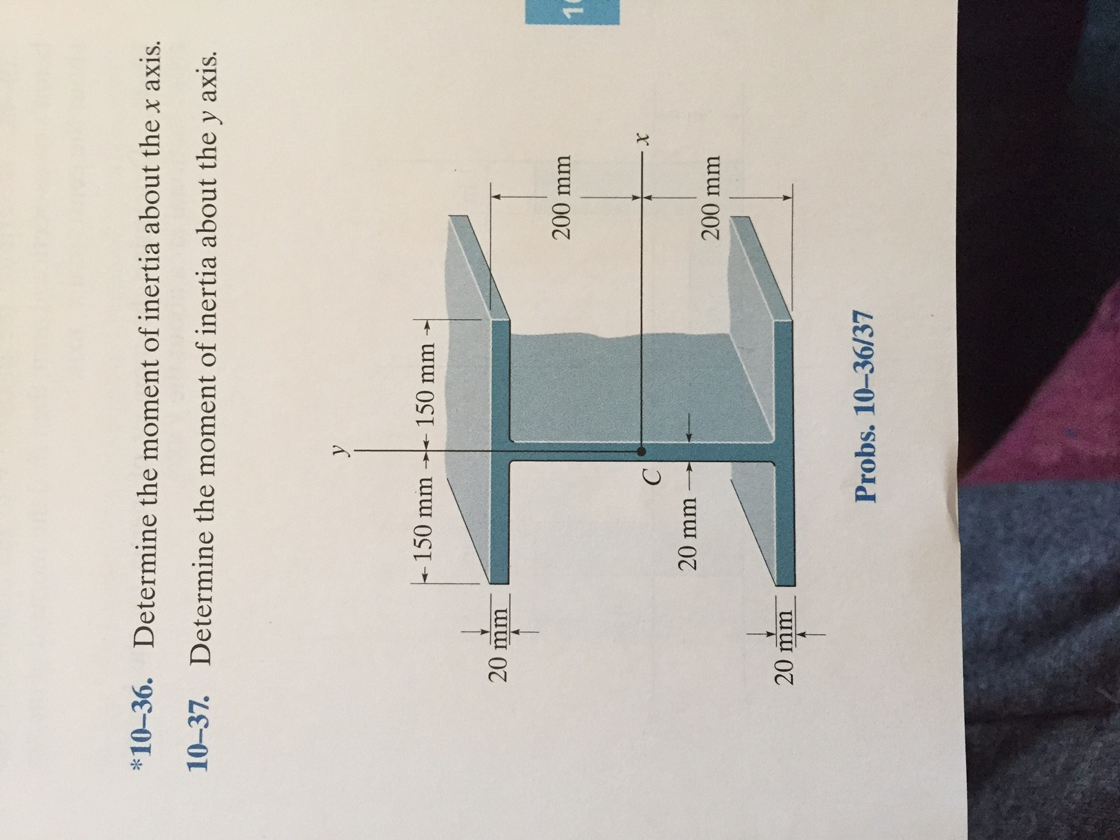Solved 10 36 Determine The Moment Of Inertia About The X Chegg