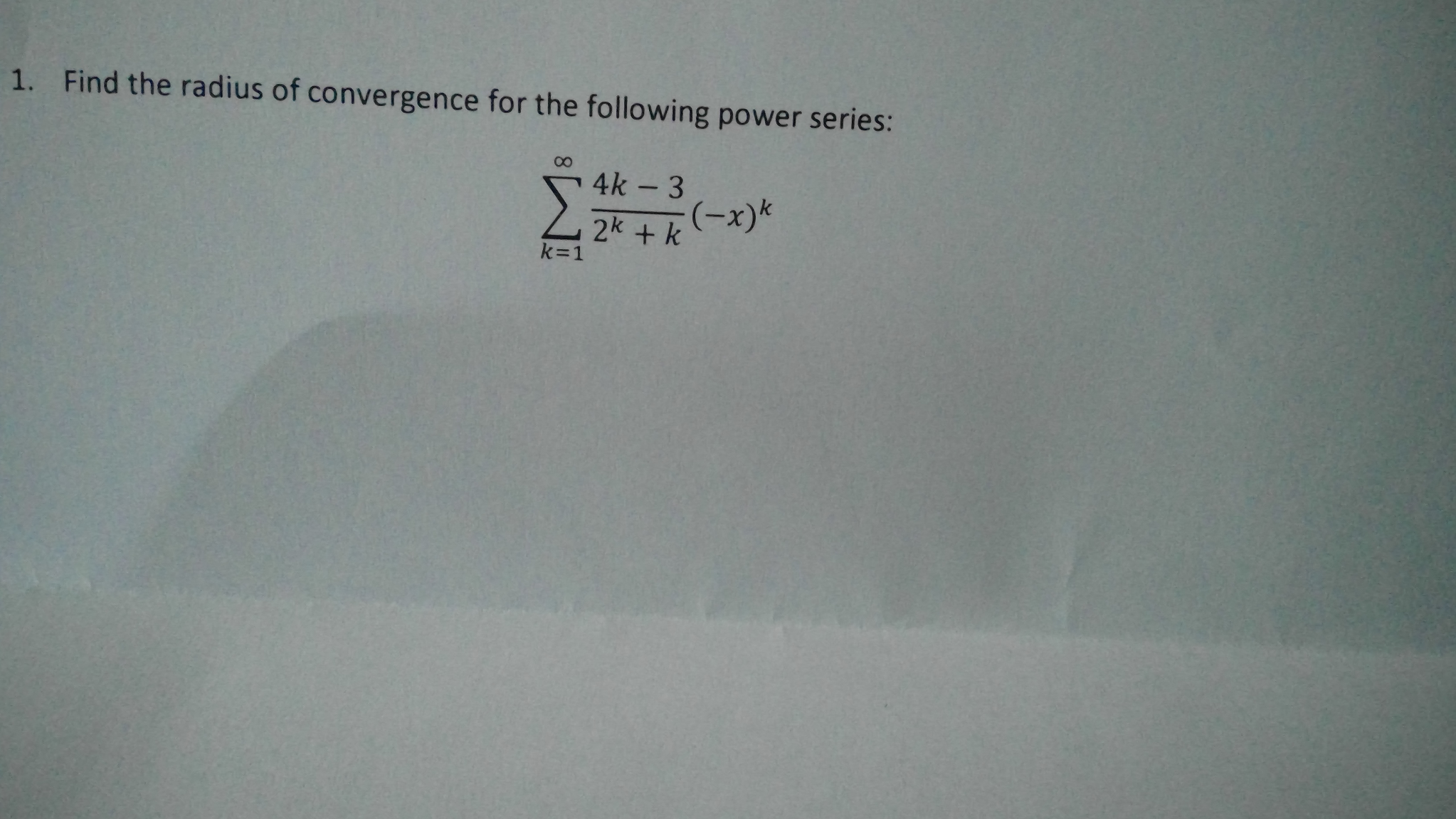 Solved Find the radius of convergence for the following | Chegg.com