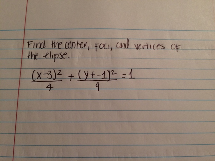 Solved Find the center, Foci, and vertices of the ellipse. | Chegg.com