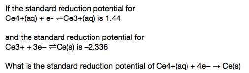 Solved If the standard reduction potential for Ce4+(aq) + | Chegg.com