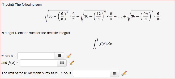 Solved The following sum is a right Riemann sum for | Chegg.com