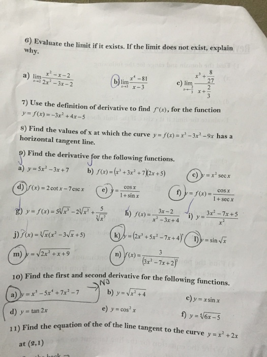 Evaluate The Limit If It Exists If The Limit Does 3685