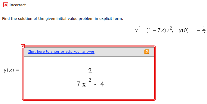 Solved Find The Solution Of The Given Initial Value Problem