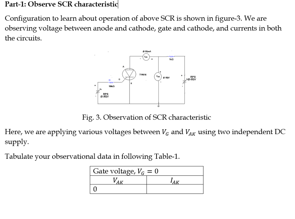 Solved Part-1: Observe SCR characteristio Configuration to | Chegg.com