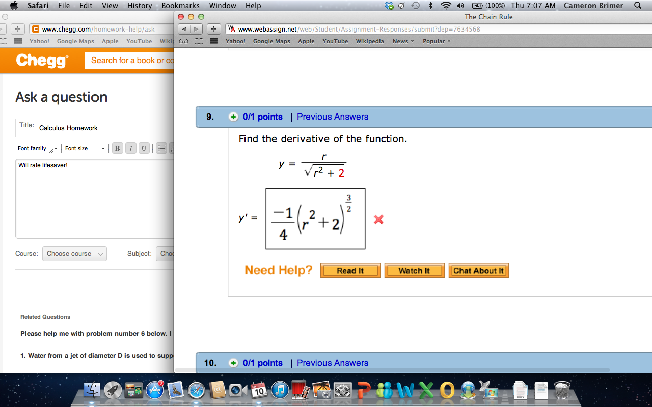 Solved Find The Derivative Of The Function For This