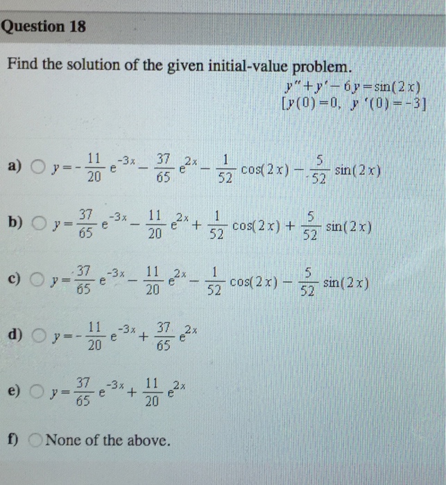 Solved Find the solution of the given initial-value problem. | Chegg.com Solved Find the solution of the given initial-value problem. | Chegg.com