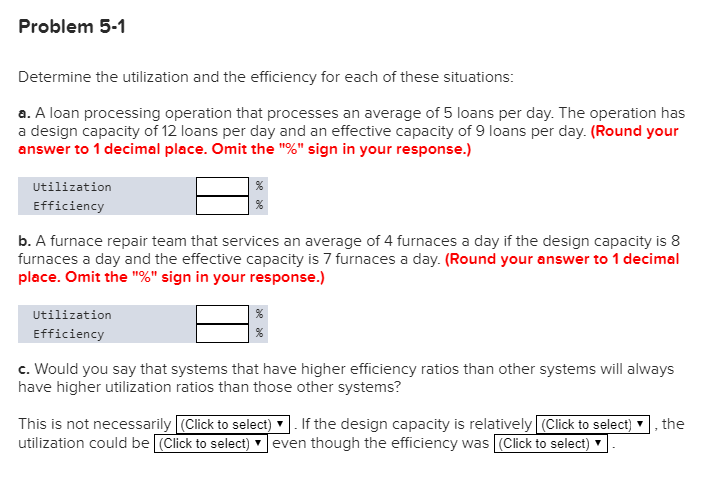 Solved Problem 5-1 Determine the utilization and the | Chegg.com