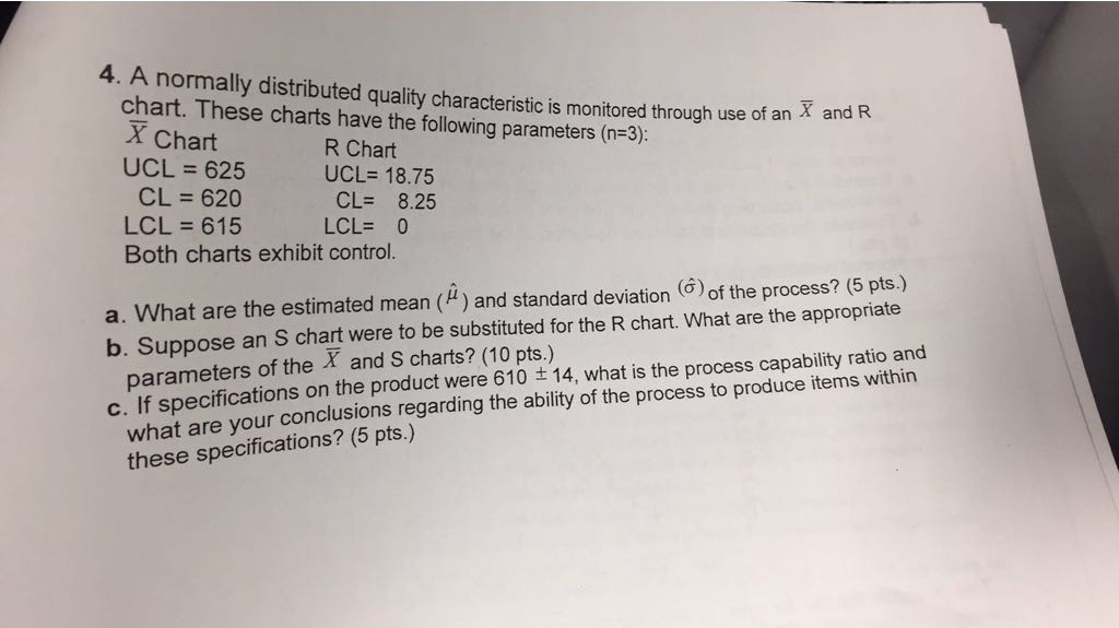 Solved 4. A normally distributed quality characteristic is | Chegg.com