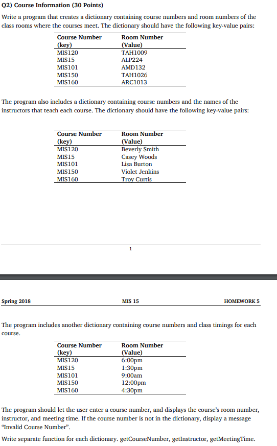 Solved Q2) Course Information (30 Points) Write a program | Chegg.com Solved Q2) Course Information (30 Points) Write a program | Chegg.com