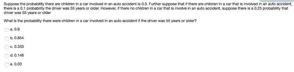 Solved Suppose the probability there are children in a car | Chegg.com