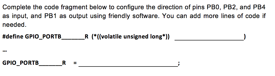 Complete the code fragment below to configure the | Chegg.com