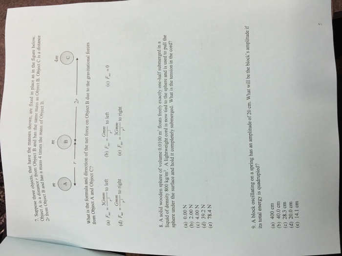 Solved Suppose three objects, that have the masses shown, | Chegg.com